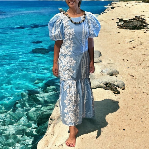 Deb | Dresses | Vintage Deb Blue Floral Hawaii Hawaiian Aloha Muumuu ...